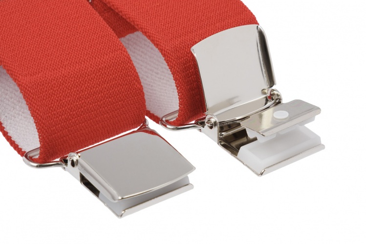 Red Braces Heavy Duty Clips| Bright Red Braces - Gents Shop